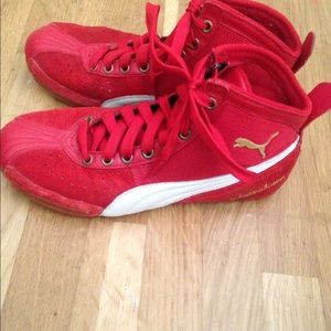 Puma | Shoes | Rare Puma Red Suede High Tops | Poshmark